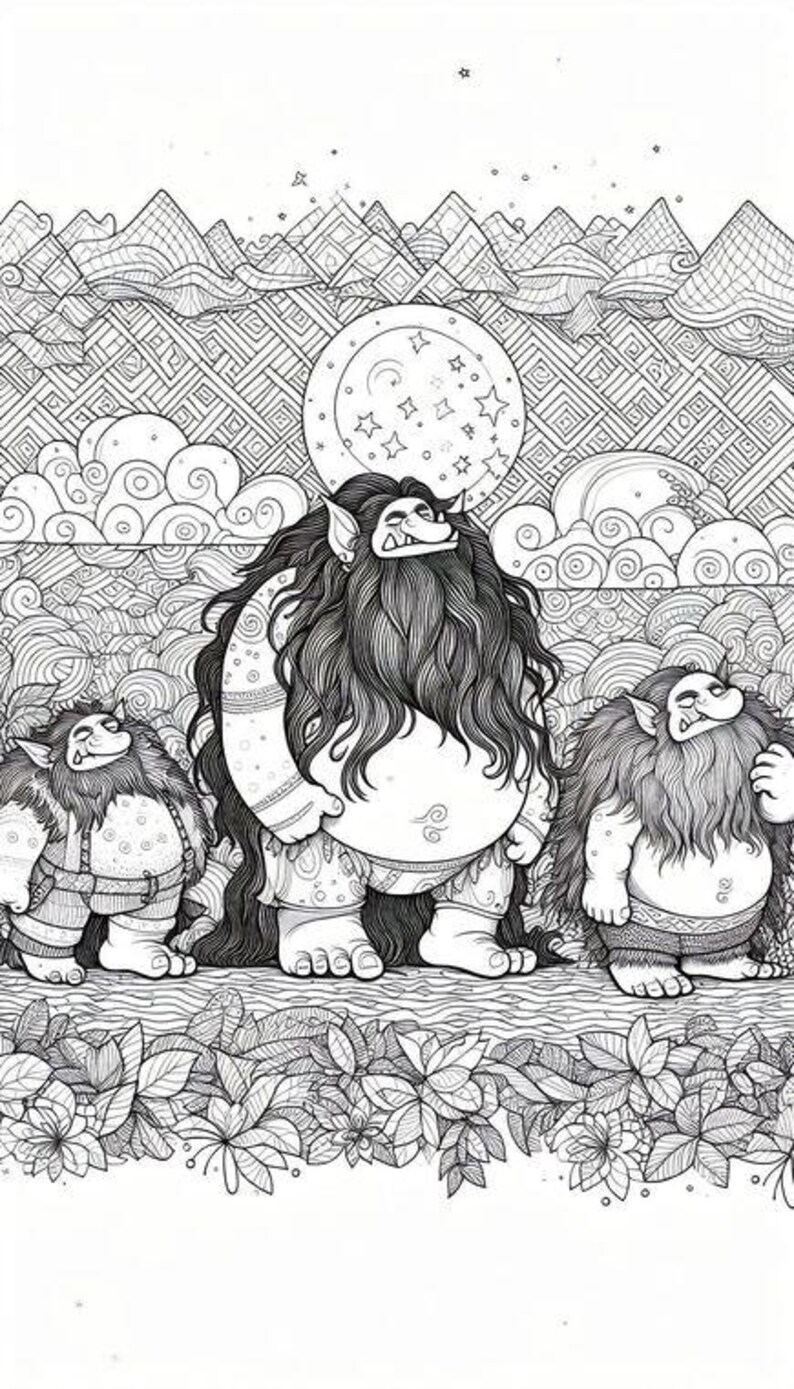 Coloring Book or Trolls, Ogres and Orcs; Digial Download - Etsy
