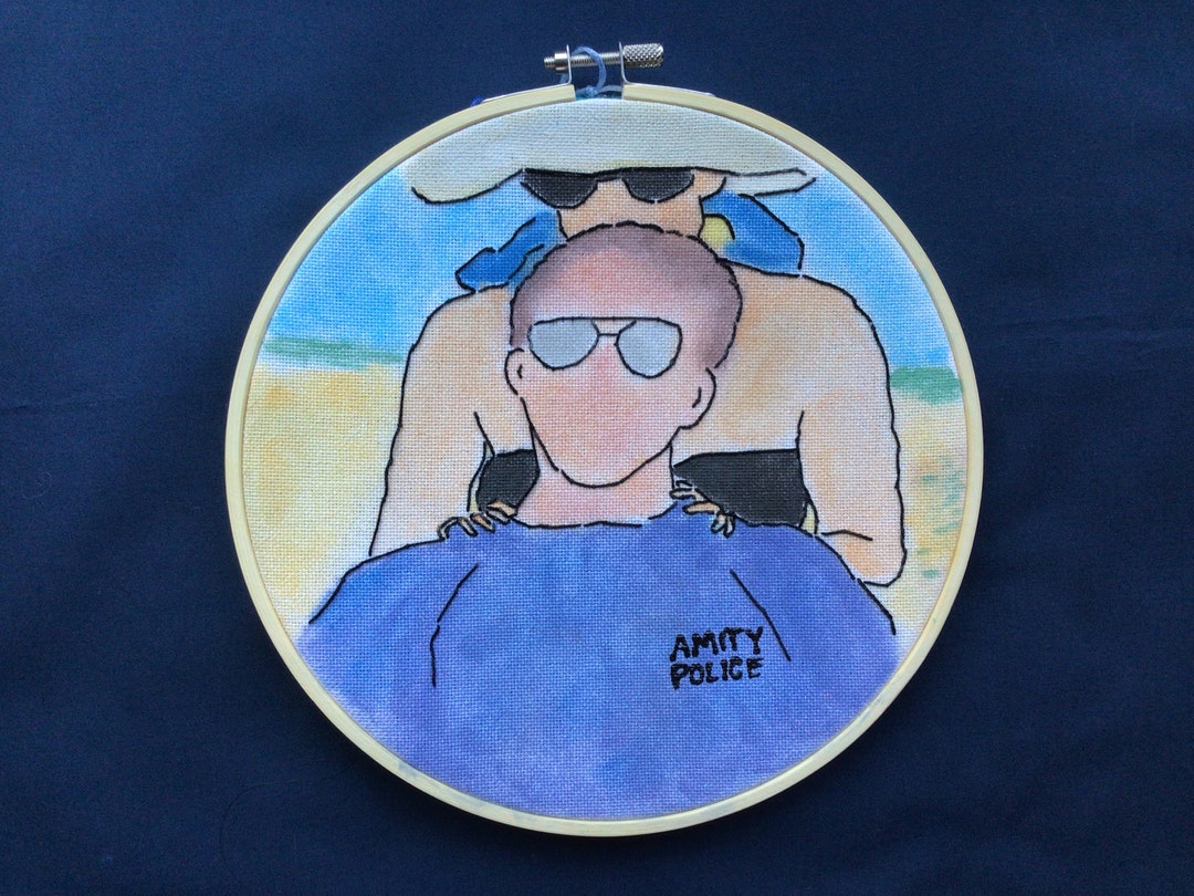 Beach Scene With Chief and Mrs. Brody From Shark Movie Jaws Embroidery ...