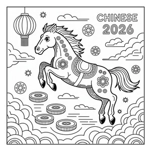 Chinese New Year 2026 Colouring Book - Year of the Horse | Lunar New ...
