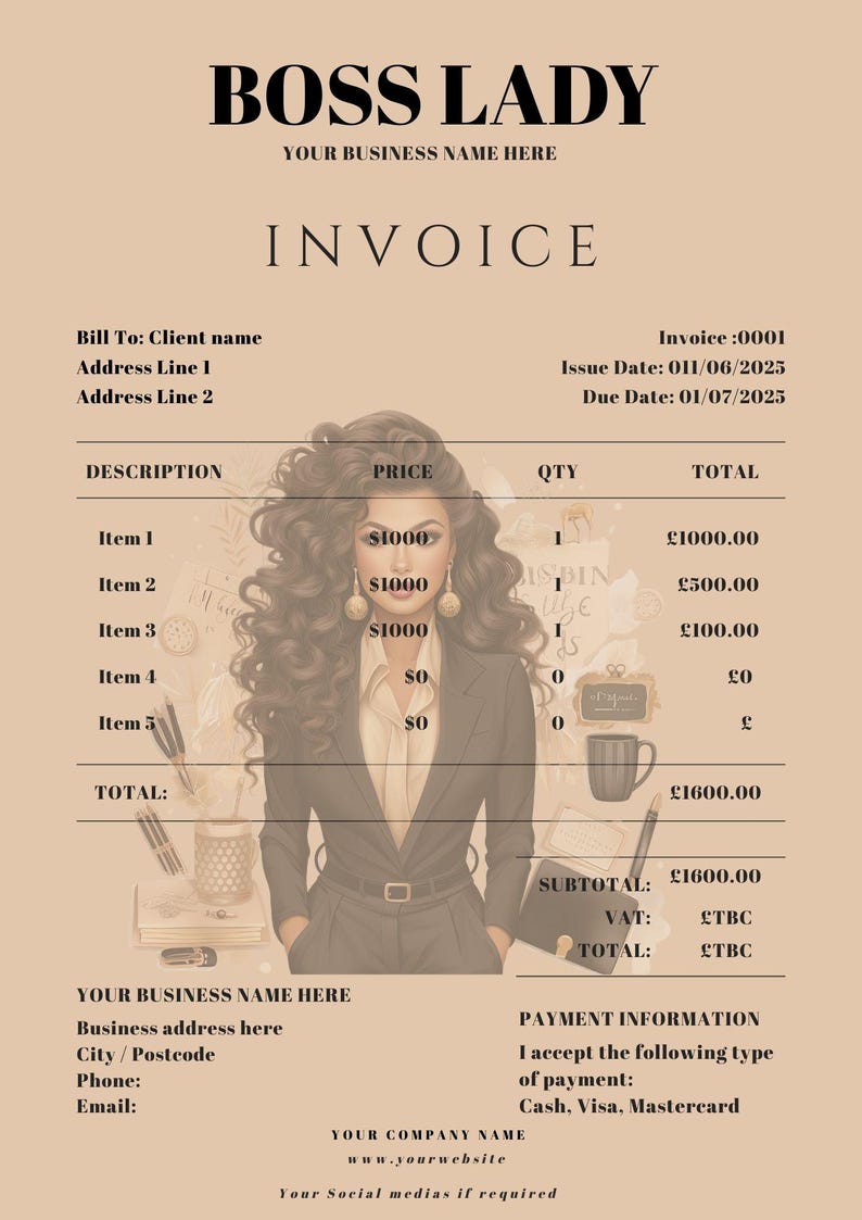 Boss Lady - Digital Download - Invoice Template - Etsy