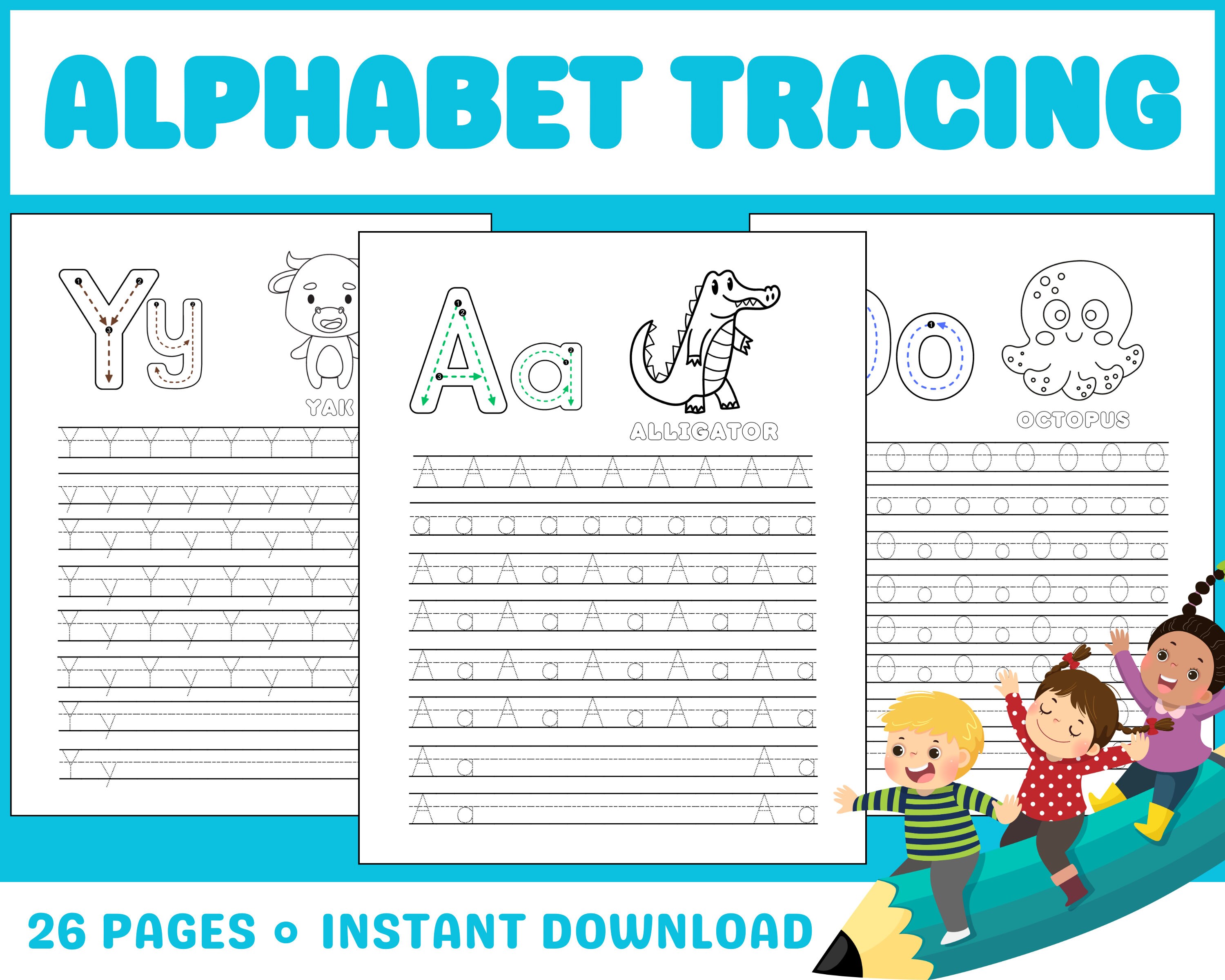 ABC Alphabet Tracing Worksheets Homeschool Preschool Kindergarten ...