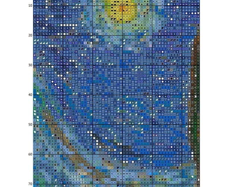 Vincent Van Gogh Starry Night Counted Cross Stitch Pattern Free ...