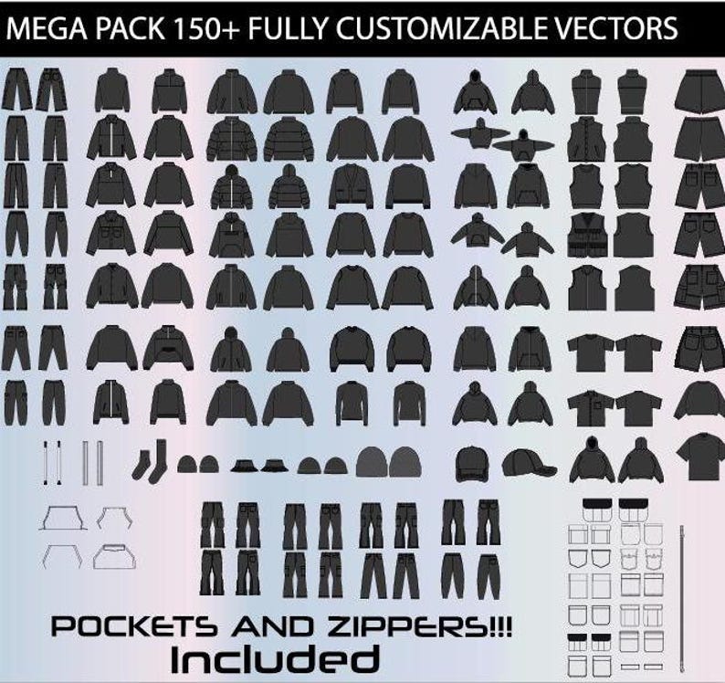 Streetwear Vector Mockup-pack for Fashion Brand. Total Package of 150 ...