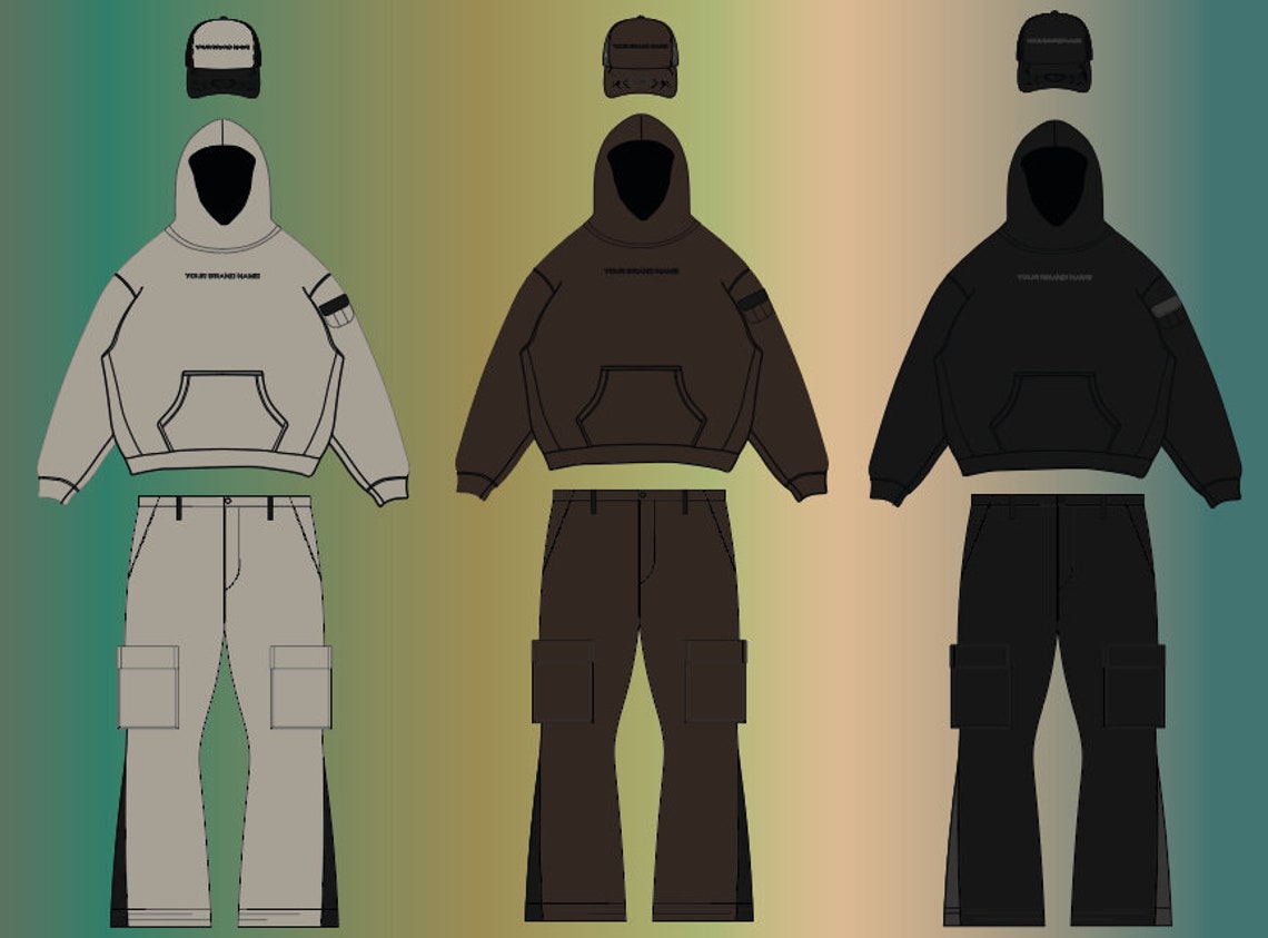 Streetwear Vector Mockup-pack for Fashion Brand. Total Package of 48 ...