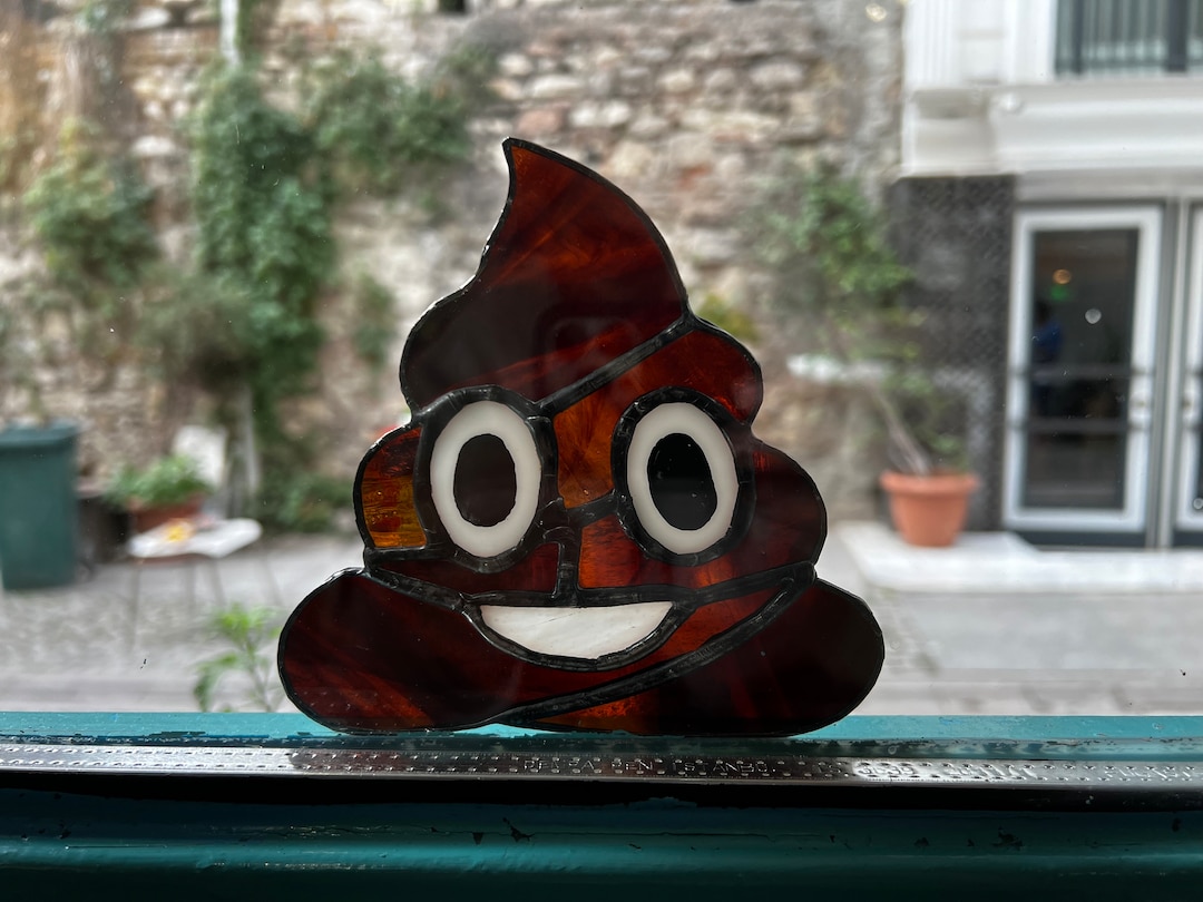 Stained Glass Emoji Poop Ornament | Brown Glass Art Gift | Trendy ...