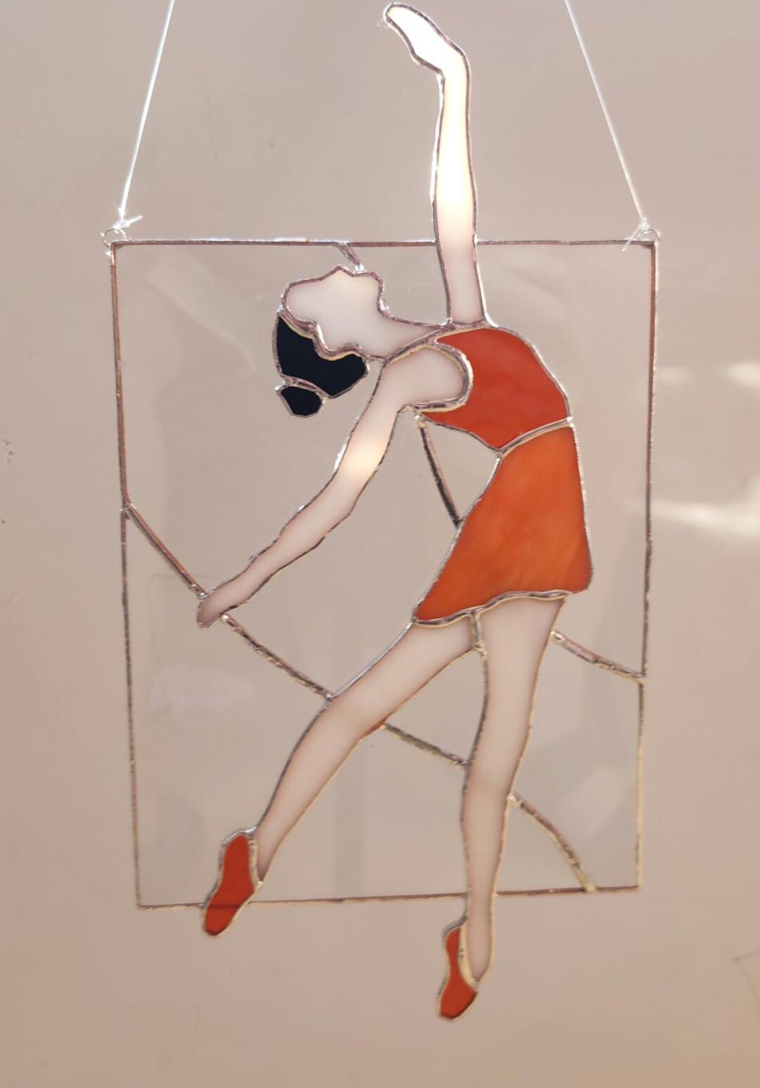 Stained Glass Ballet Girl Window Decor - Handmade Dancer Art Panel ...