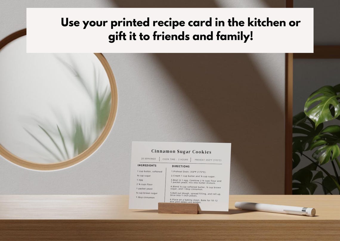 4x6 Recipe Card Template Downloadable Recipe Card Template Editable ...