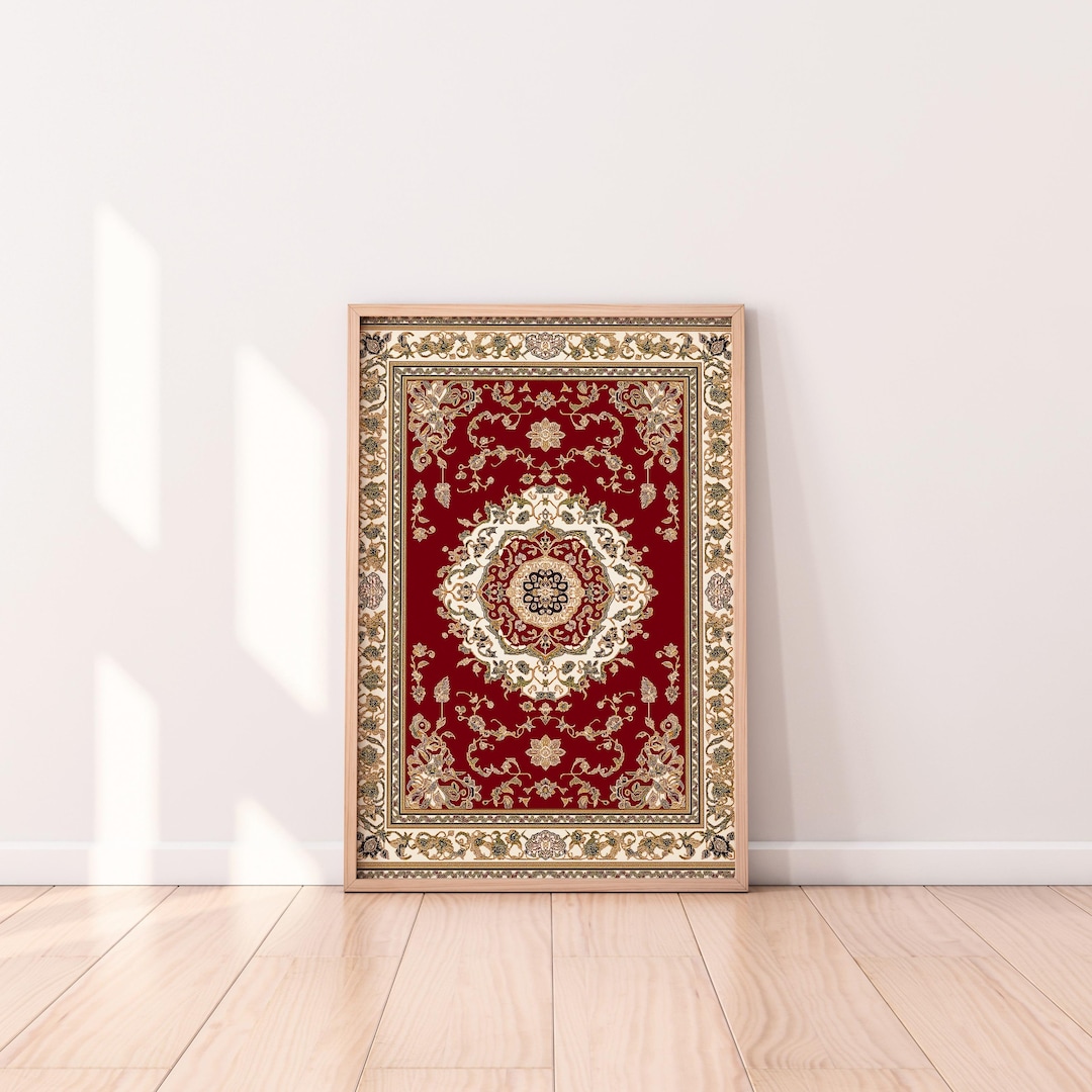 Traditional Turkish Carpet Motif - Vintage Red Rug Pattern Digital ...