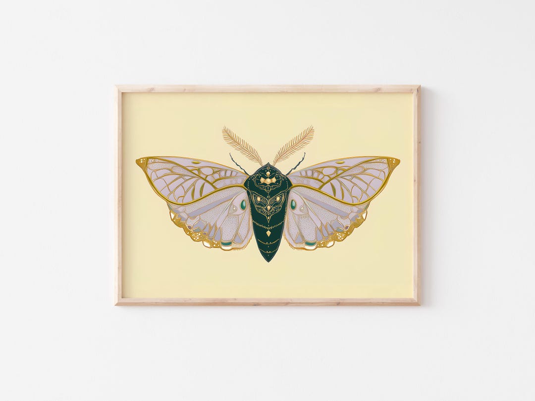 Elegant Moth Art Print - Botanical Insect Illustration for Home Decor ...