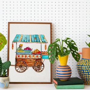 Indian Panipuri Cart Illustration Printable, Indian Wall Art, Colorful ...