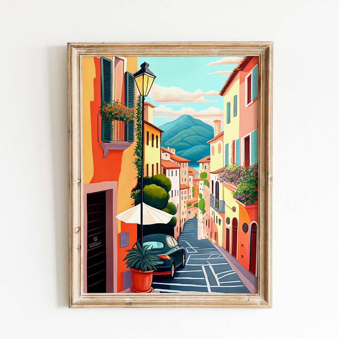 Lake Como Illustration Travel Poster, Italy Poster,digital Download ...