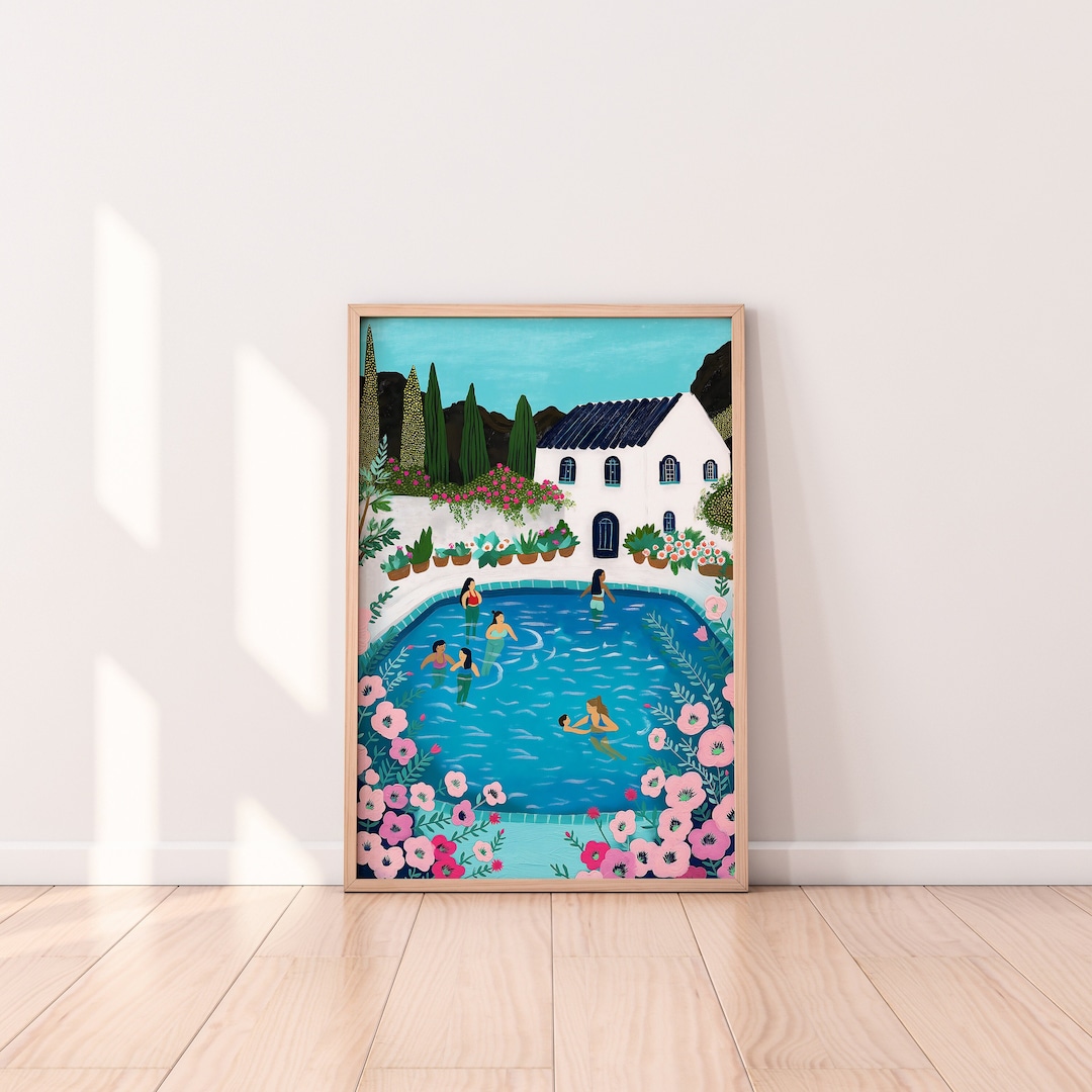 Retro Pool Party Art Print: Summer Wall Decor (digital Download) - Etsy