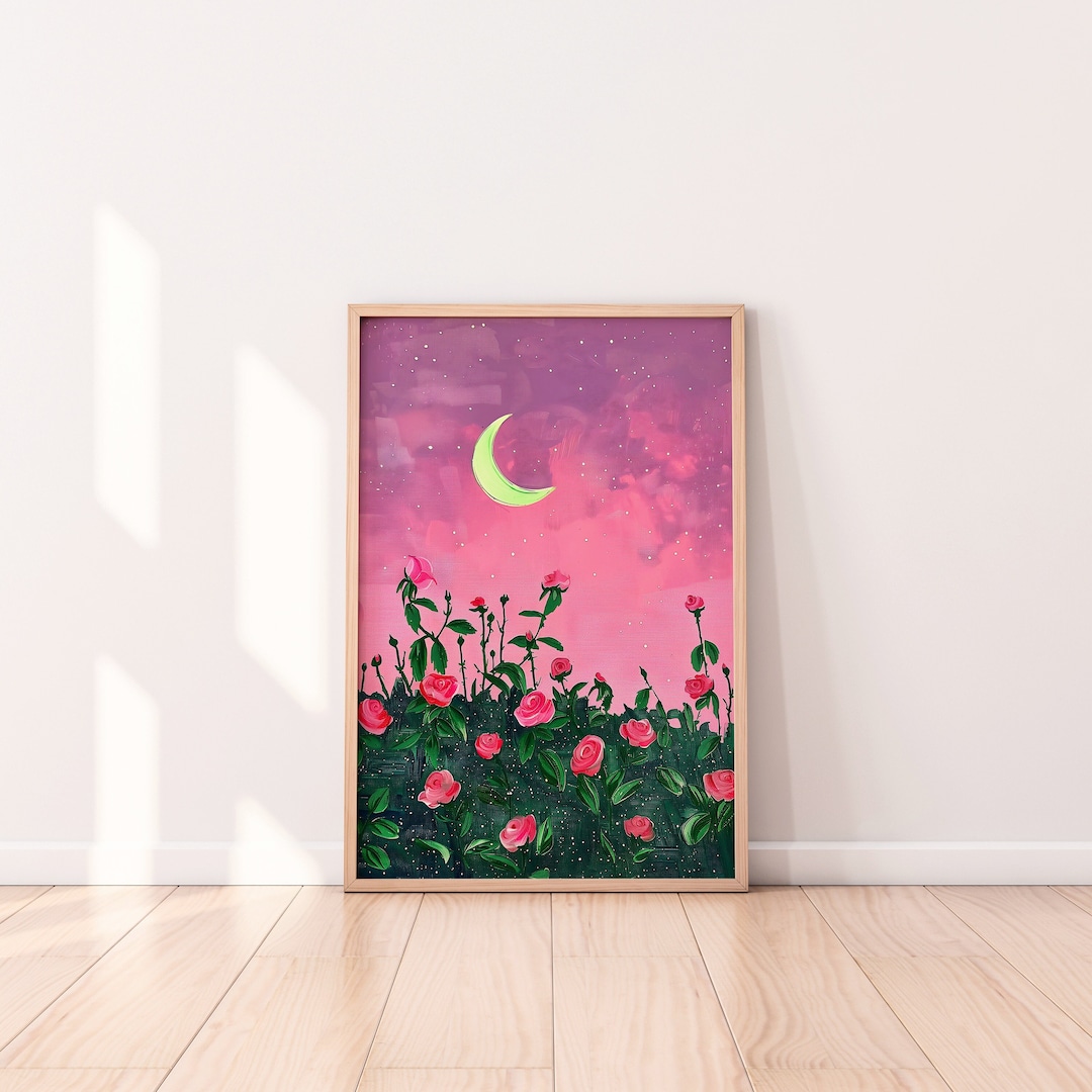 Pink Roses Gouache Painting, Floral Botanical Wall Art - Etsy