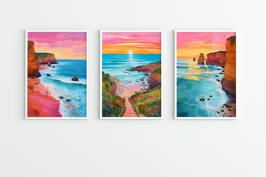 The Great Ocean Road Printable Set of 3 Aussie Beach Landscapes, the ...