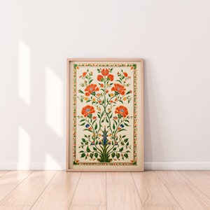 Mughal Floral Motifs, Vintage Indian Art, Floral Palace Paintings, Home ...