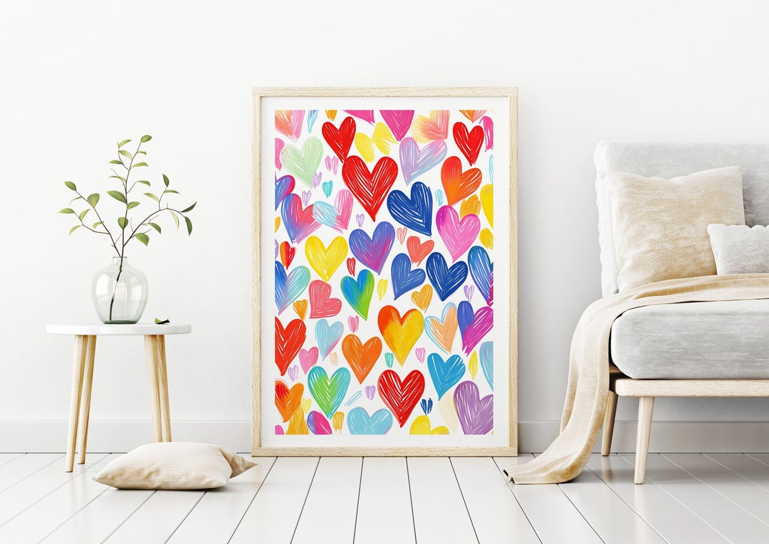 Colorful Nursery Wall Art, Bright Digital Print, Girly Pink Wall Prints ...