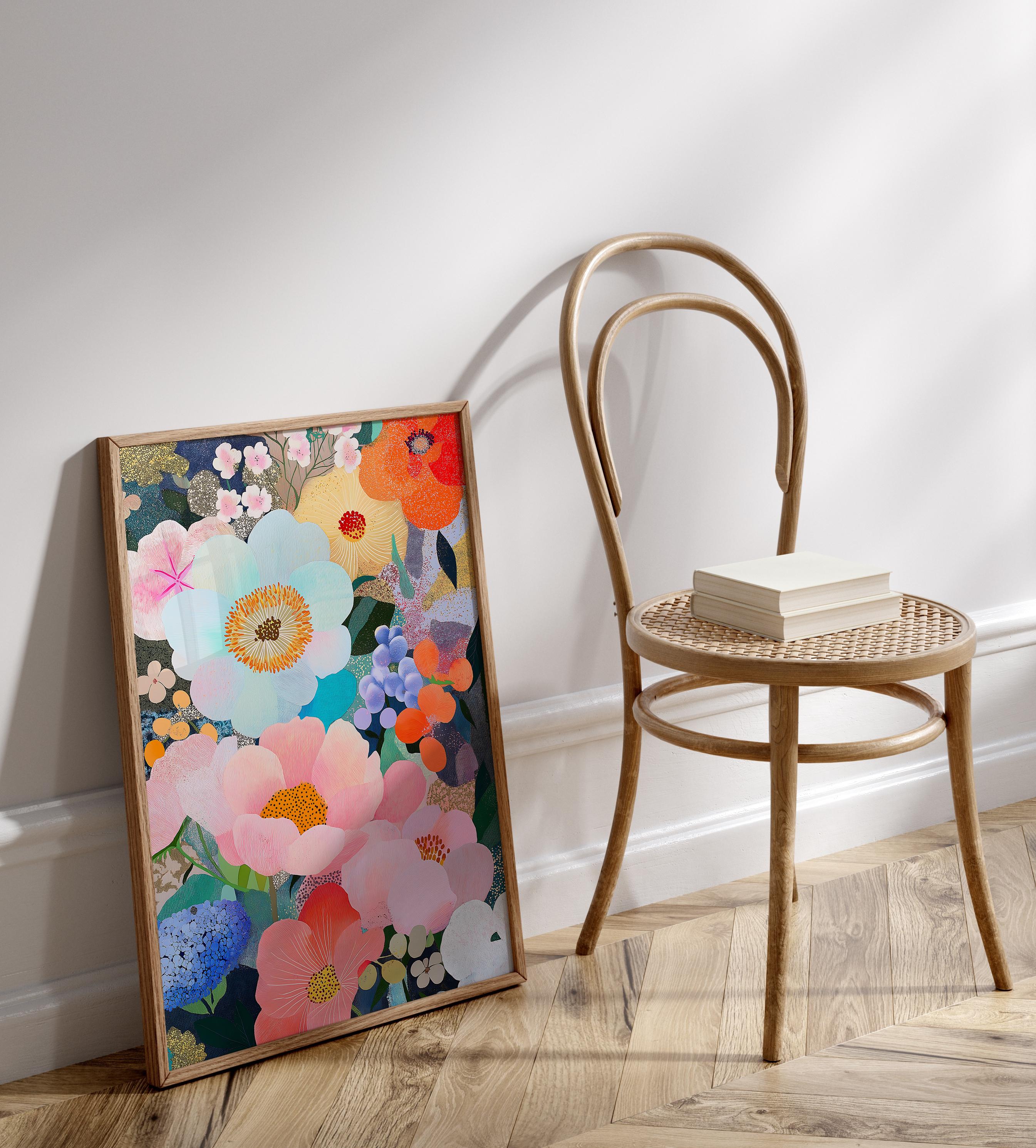 Colorful Floral Art Print: Modern Flower Illustration (digital Download ...