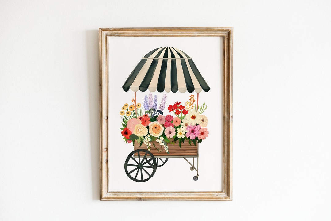 Paris Flower Cart Art Print: French Illustration (digital Download) - Etsy