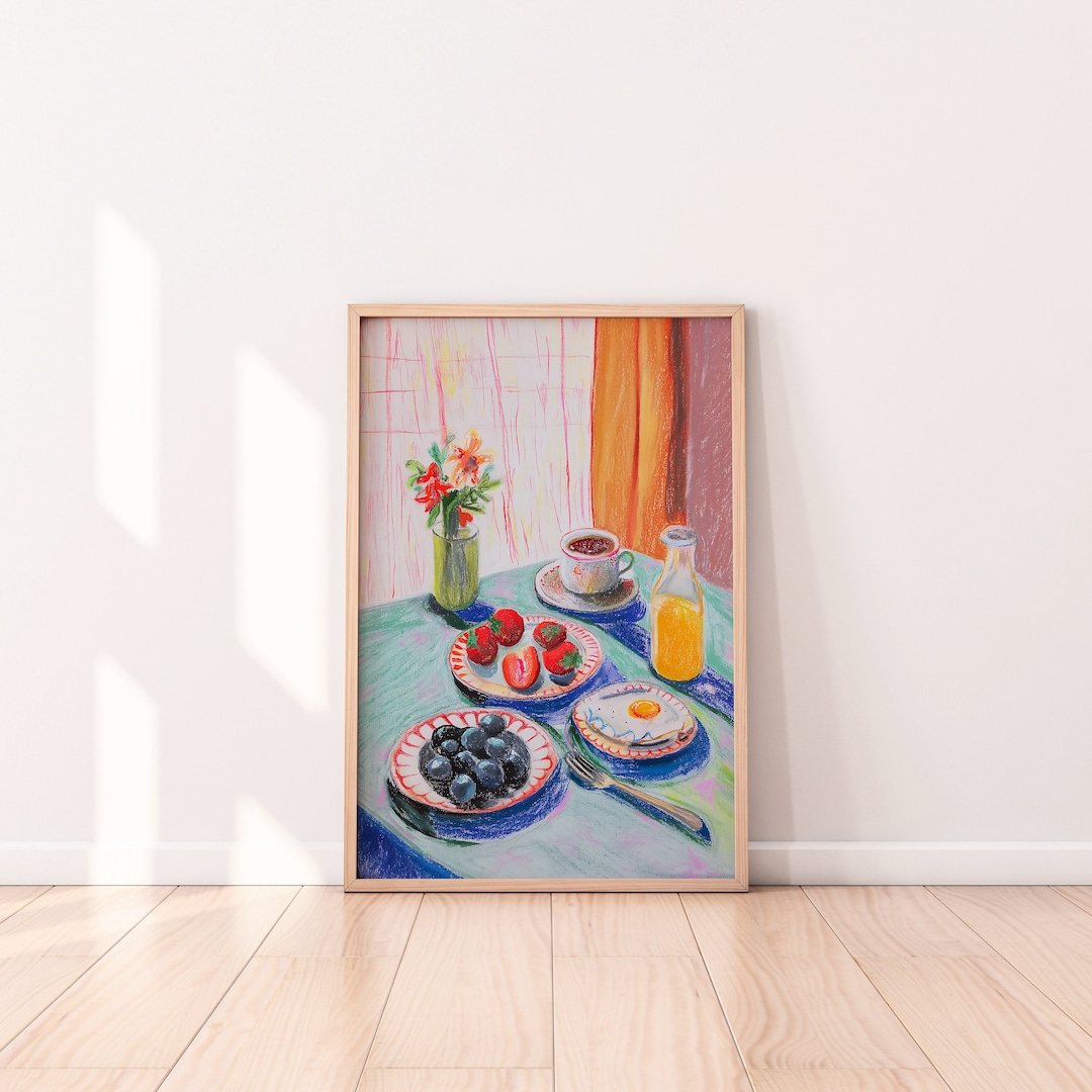 Breakfast Illustration, Kitchen Decor, Sunday Brunch, Fruit, Colorful ...