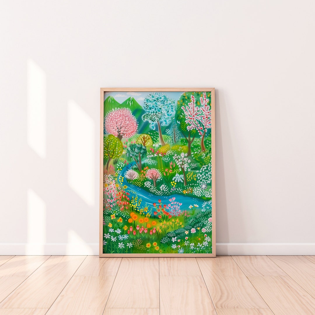 Joy of Spring Illustration, Printable Wall Art, Flowers Print ...