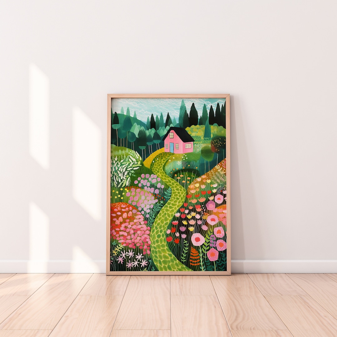 Poppies Garden Painting Colorful Scenery Wall Art Floral Summer Bright ...