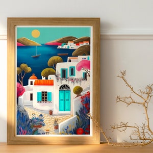 Greece Travel Poster, Greece Paros, Travel Art Print, Greek Art Print ...