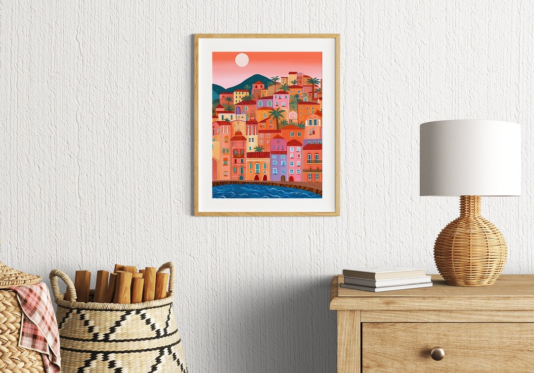 Menton, French Riviera Print, France Travel Poster, Travel Illustration ...