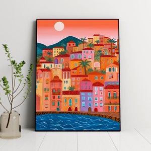 Menton, French Riviera Print, France Travel Poster, Travel Illustration ...