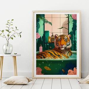 Boho Bathroom Print, Jungle Bathroom Art Decor, Maximalist Animal in ...