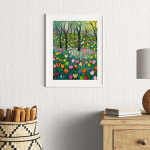 Colorful Tulip Field Painting, Landscape Art Print, Digital Download - Etsy