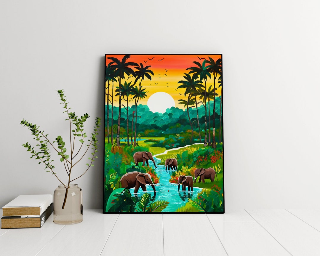 Africa Illustration Print, Botswana, Chobe National Park, Okavango ...