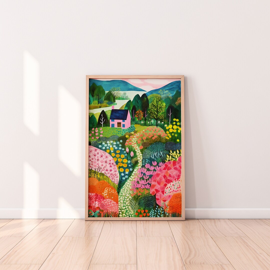 Flower Garden Illustration: Colorful Botanical Scenery Art (digital ...