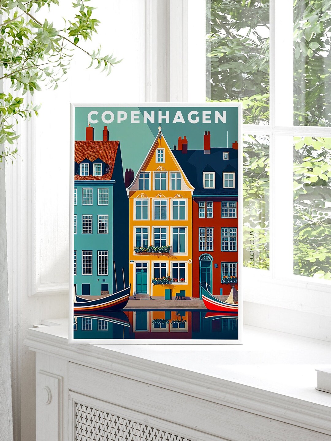 Copenhagen Poster, Nyhavn, Denmark, Travel Illustration, Travel Wall ...