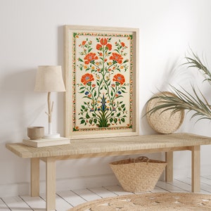 Mughal Floral Motifs, Vintage Indian Art, Floral Palace Paintings, Home ...