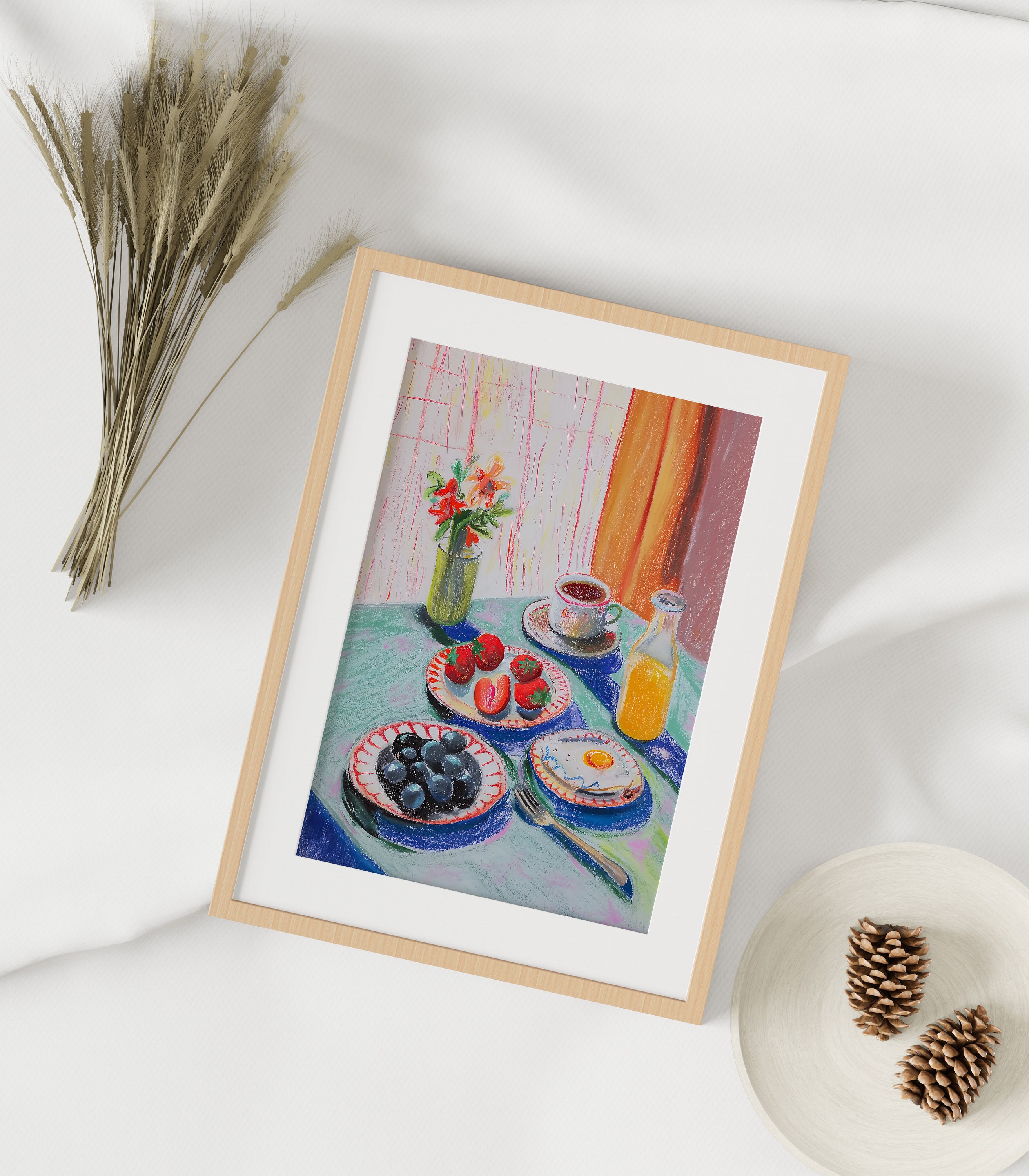Breakfast Illustration, Kitchen Decor, Sunday Brunch, Fruit, Colorful ...