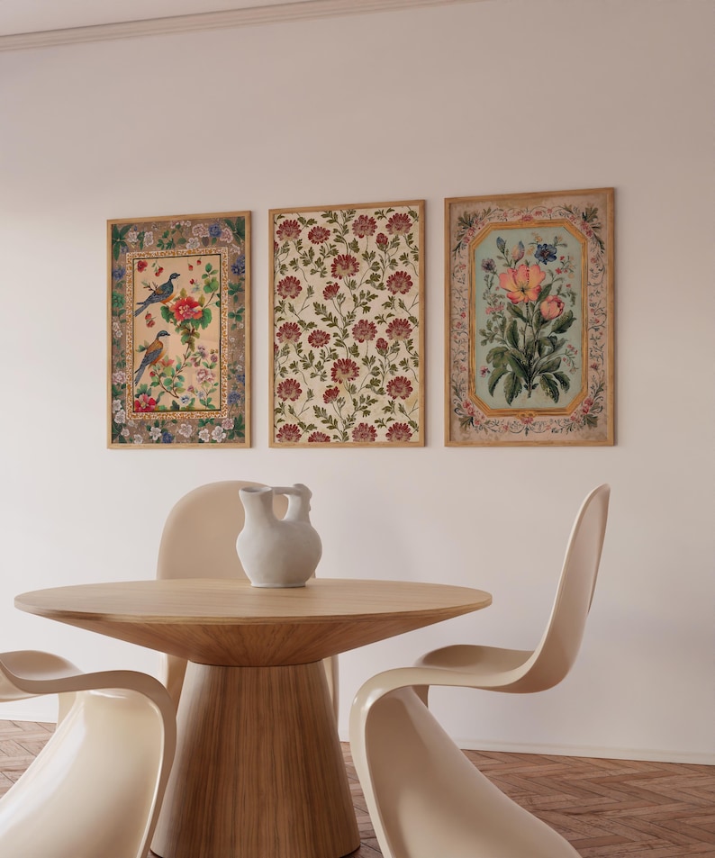 Vintage Indian Floral Prints Set: Antique Botanical Gallery Wall ...