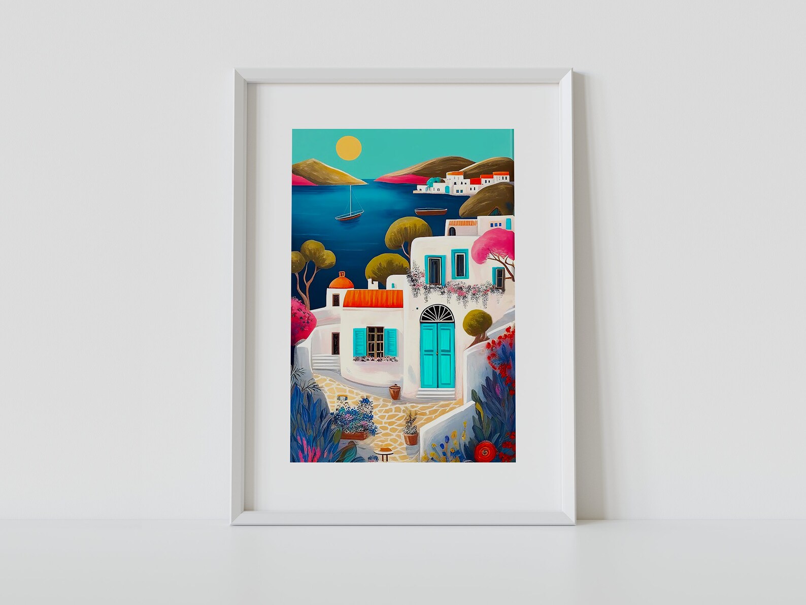 Greek Cottage Art Print Set: Colorful Travel Posters (digital Download ...