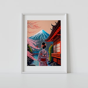 Tokyo Illustration Poster, Mount Fuji Travel Poster, Japan Wall Art ...