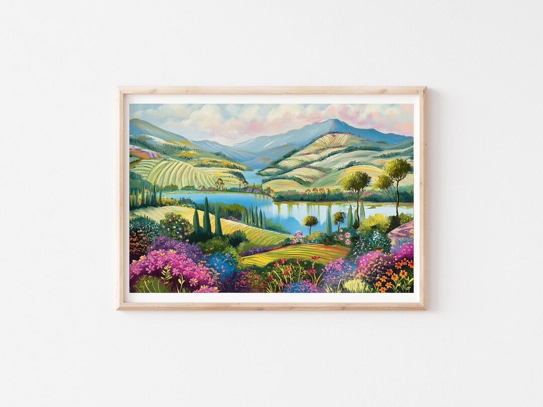 Flower Fields, Abstract Landscape Art, Colorful Wall Art, Digital ...