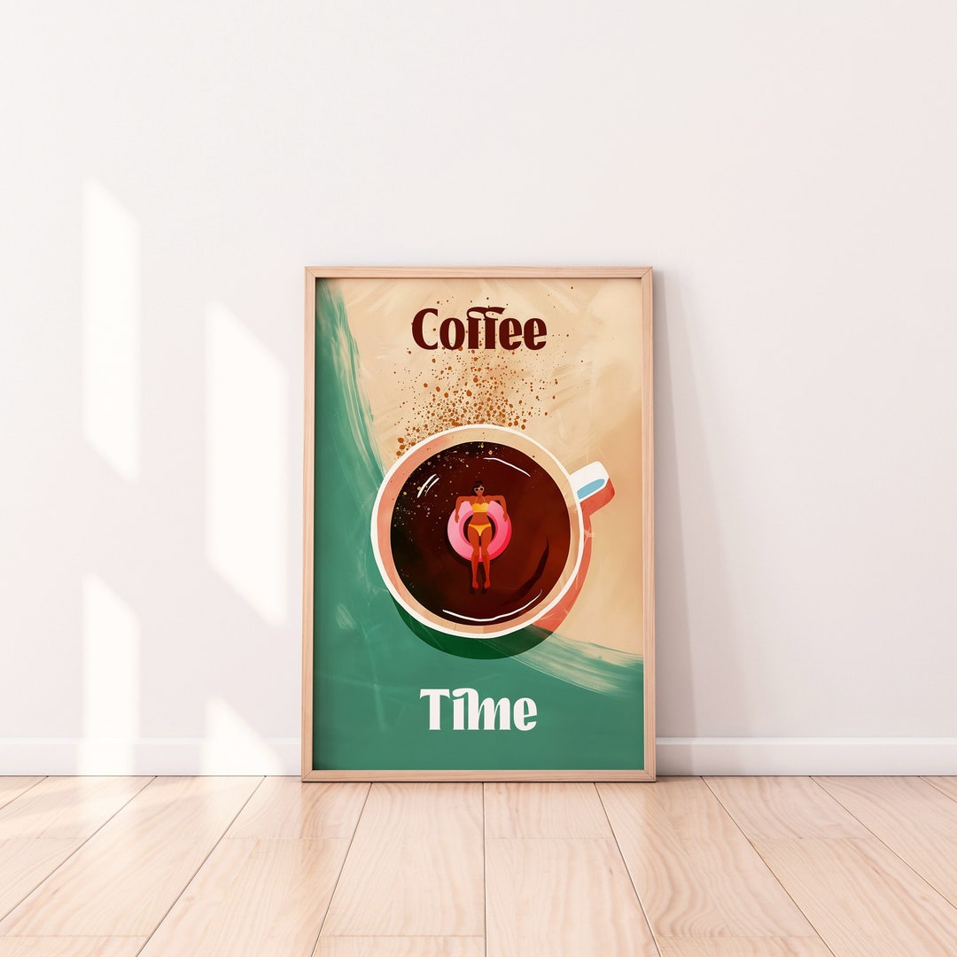 Coffee Time Illustration, Good Morning Coffee, Kitchen Wall Art, Coffee ...