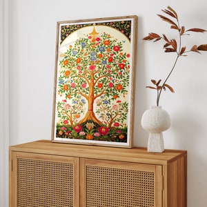 Indian Tree of Life Vintage Folk Art, Blossoming Tree, Floral Print ...