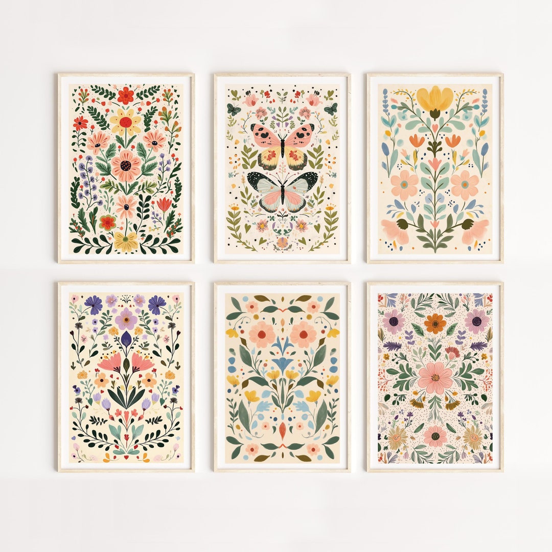 Scandinavian Floral Art Print Set: Nordic Botanical Gallery Wall ...