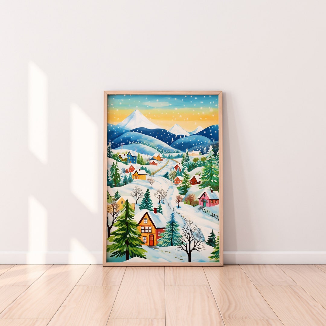 Christmas Town Art, the Holiday Cottage, Christmas Cottage Art ...
