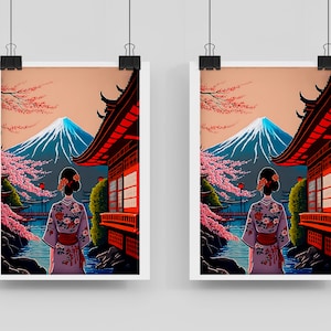 Tokyo Illustration Poster, Mount Fuji Travel Poster, Japan Wall Art ...