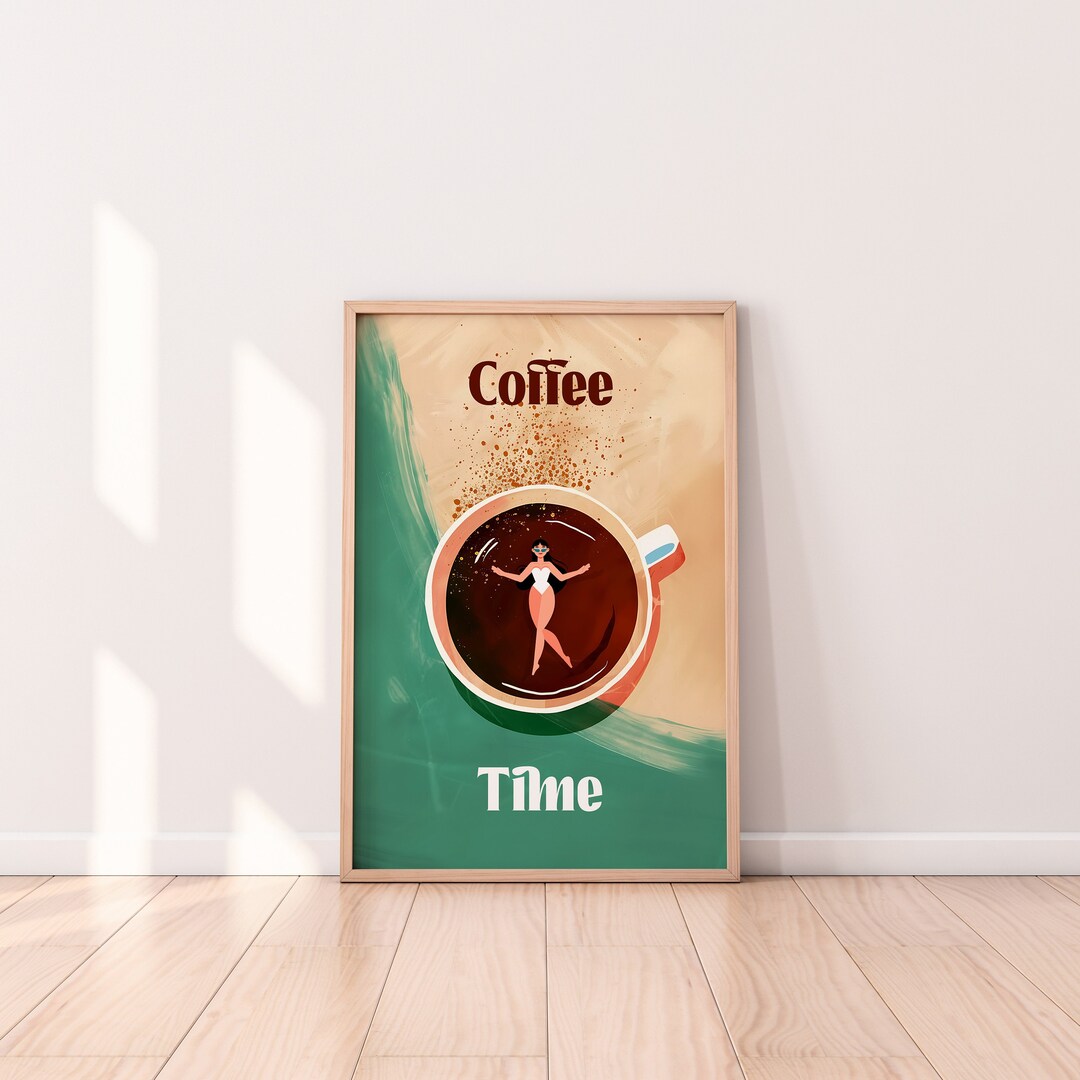 Coffee Time Illustration, Coffee Time, Kitchen Wall Art, Coffee Station ...
