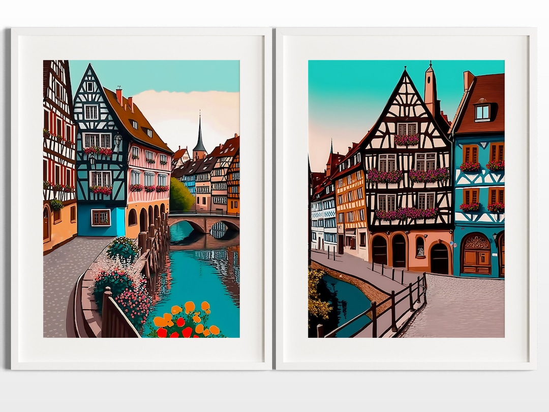 Set of 2 Colmar France Poster, France Print, Travel Poster, Art Prints ...