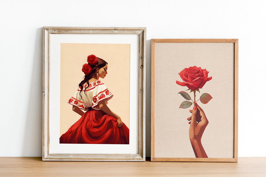 Mexican Folk Art Set of 2, Hispanic Art - Etsy