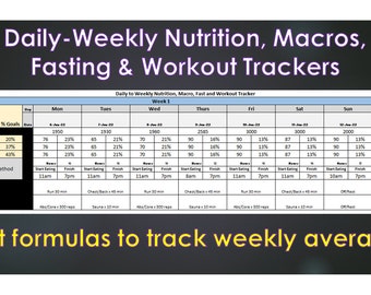 Weekly Macro Tracker Excel - Etsy