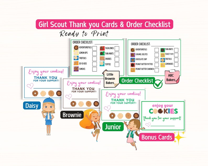 Printable Girl Scout Cookie Thank You Card Personalized, Cookie Order ...