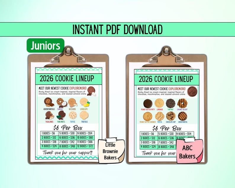 Girl Scout Cookie Booth Worksheet 2026, Girl Scout Cheat Sheet, Cookie ...